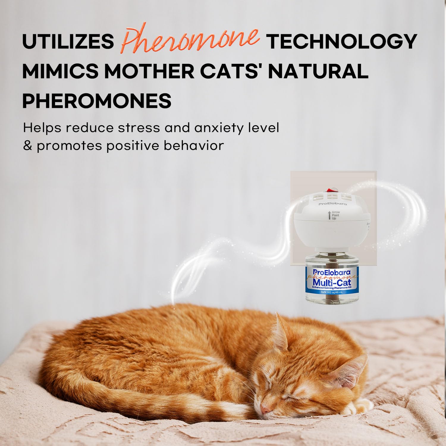 ProElobara Cat Calming Pheromone Diffuser: Cat Calming Pheromones Diffusers for Multicat - Reduces Stress & Anxiety with Calming Pheromones - Helps Control Bad Behavior with Calm Pheromone 60 Day