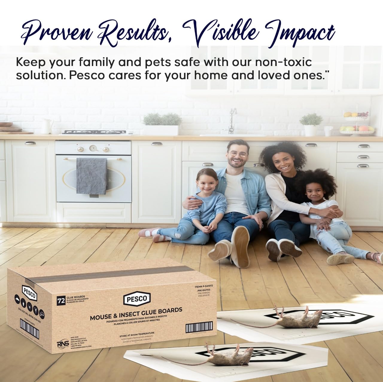 PESCO™ Glue Traps for Mice - Sticky Traps for Mice Rats & Insects - Adhesive Pet Safe Pest Control- (Unscented) Pack of 72