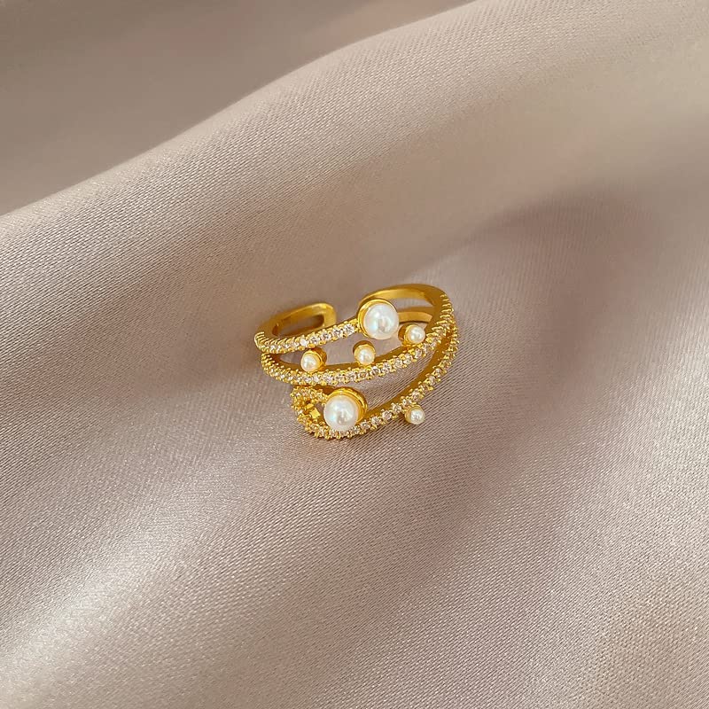 Gold Plated Rings for Women Knuckle Rings Open Rings Adjustable (A)