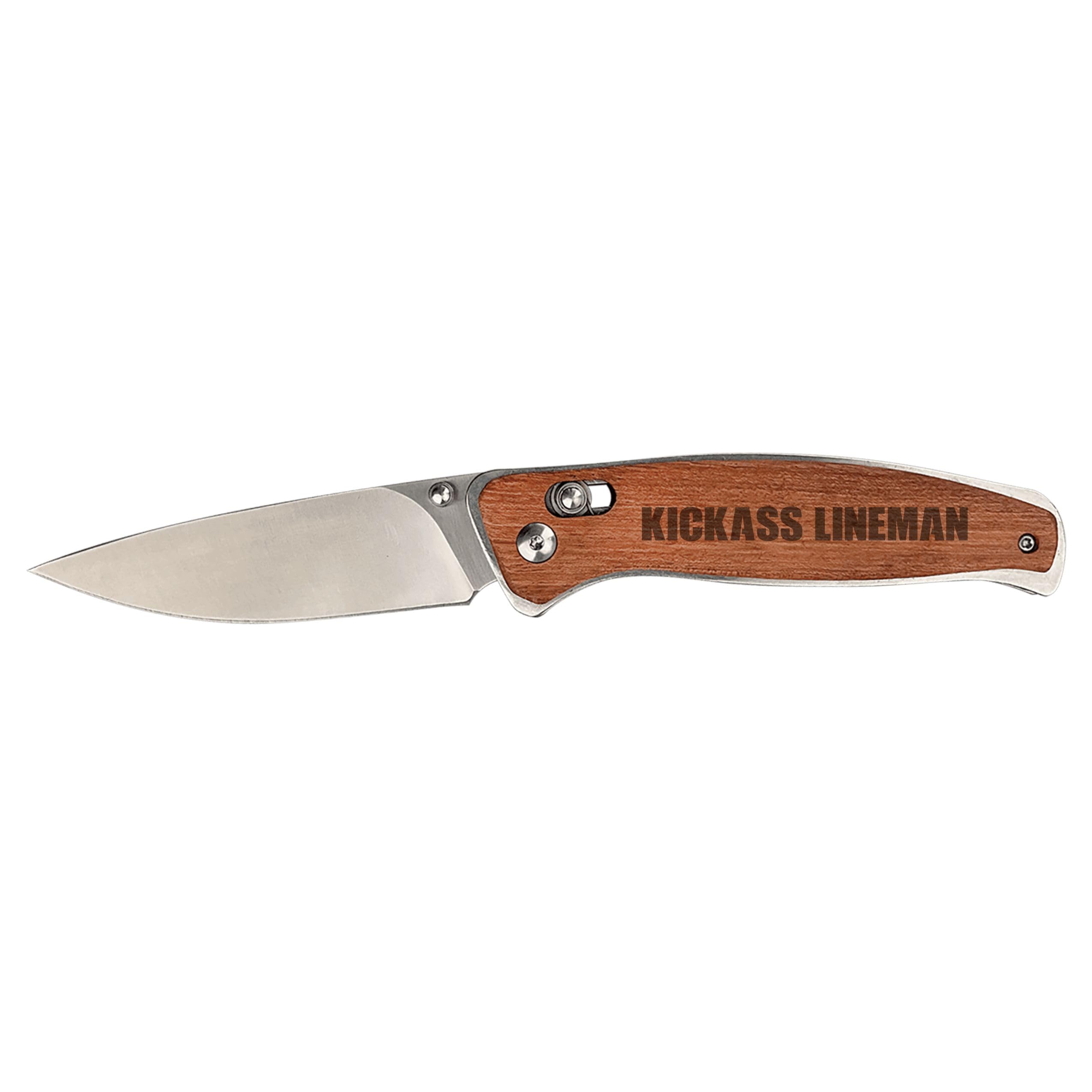 PrecisionNC Engraving Lineman Gifts Engraved Folding Knife Kickass Lineman Hunting Camping Knives Gift for Fathers Day