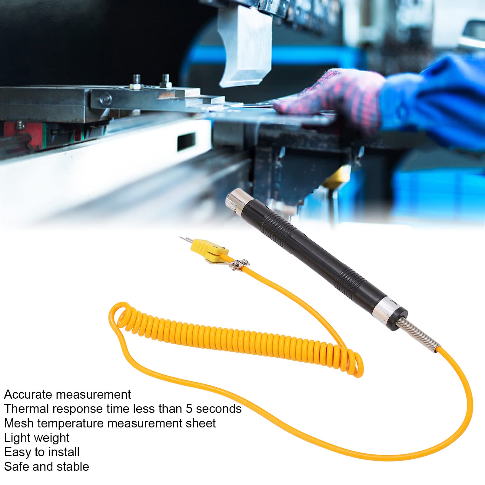 K Type Handheld Outside Thermocouple Probe NR 81531B Straight Shank Thermocouple Probe Replacement 5 Seconds Response -50-500℃