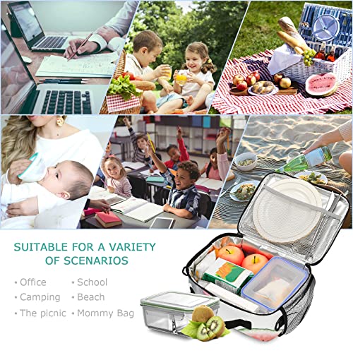 Kids Animal World Map Lunch Box Reusable Insulated School Lunch Bag Cooler Cooling Lunch Tote Bag for Boys,Girls,Travel,Picnic(2021925)
