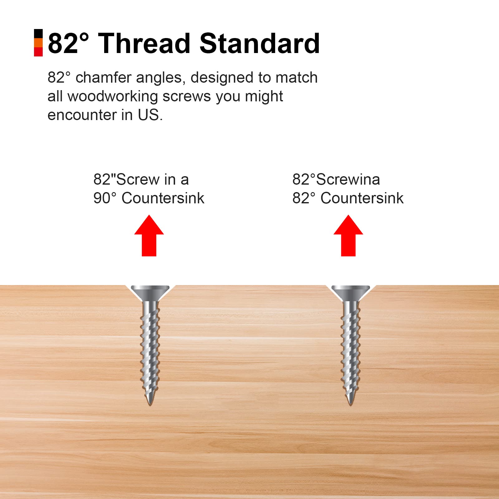 WEAVERBIRD Wood Countersink Drill Bit Set (5Pcs), #4, 6, 8, 10, 12 Tapered High Speed Steel Drill Bits with 1/4" Hex Shank, Depth Adjustable Stop Collar (3/8") and Hex Wrench (1/8" Allen key) included