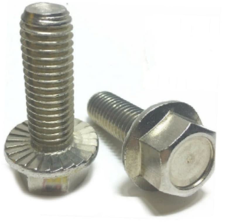 Hex Cap Serrated Flange Bolt 18-8 Stainless Steel FT UNC 3/8-16 x 1/2" - JFS309 | #YY33DL (100 Pcs)