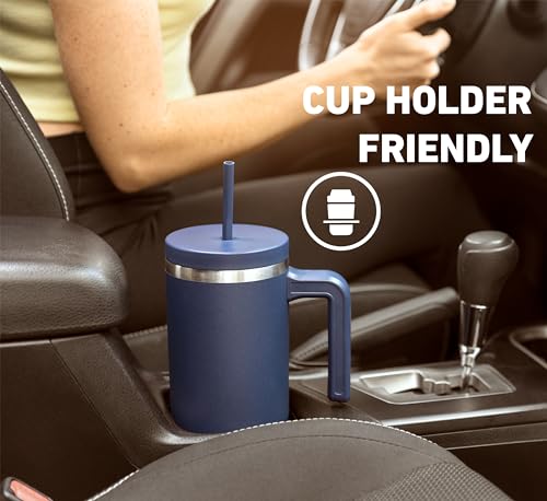 Hydrapeak Voyager 40 oz Tumbler with Handle and Straw Lid | Reusable Stainless Steel Water Bottle Travel Mug Cupholder Friendly | Insulated Cup (Black Leopard)