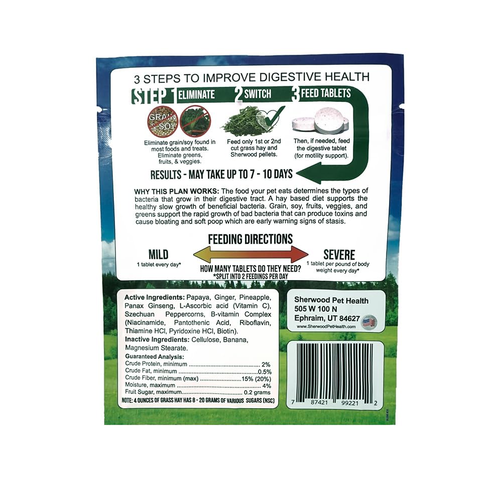Sherwood Pet Health Digestive Support, Papaya (100 Tablets - 60 Grams). Contains Natural Motility Herbs That Regulate The Digestive Tract, Improve The Gut microbiome and Stimulate The Appetite.