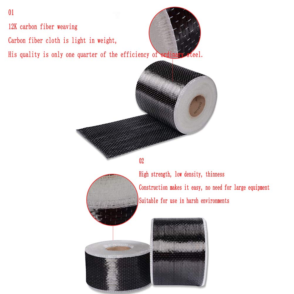SOFIALXC Full Carbon Fiber Fabrics Cloth Wrap Sheet 200g/m2 10cm Width,Long,1000cm