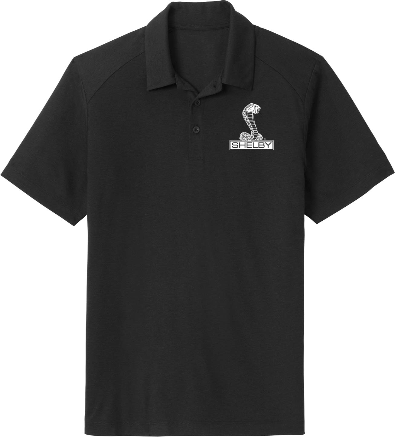 Ford Mustang Shelby Cobra Pocket Print Wicking Polo, Black 3XL