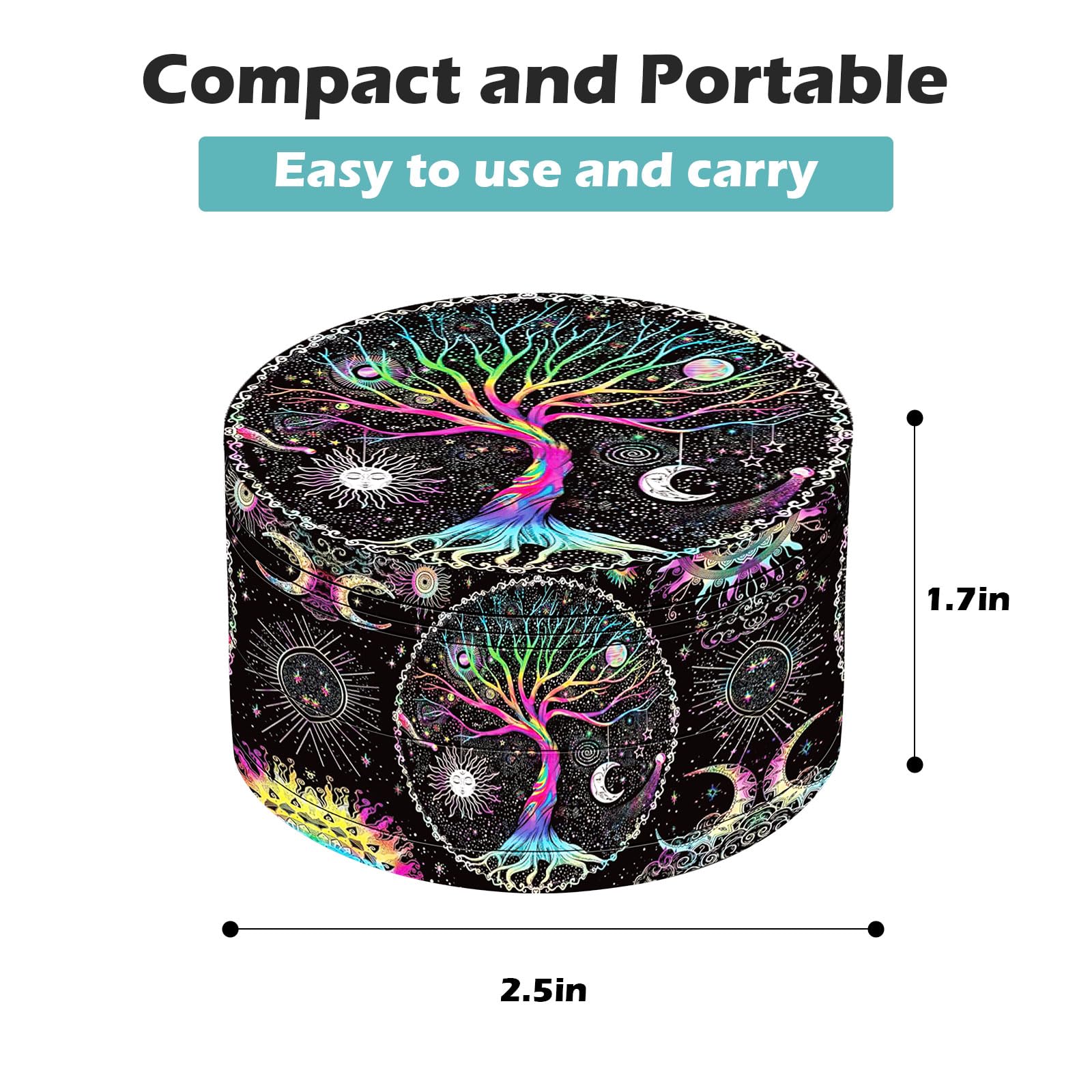 Hasbud Grinder, 2.5 inch Boho Grinder (Black Lucky Tree)