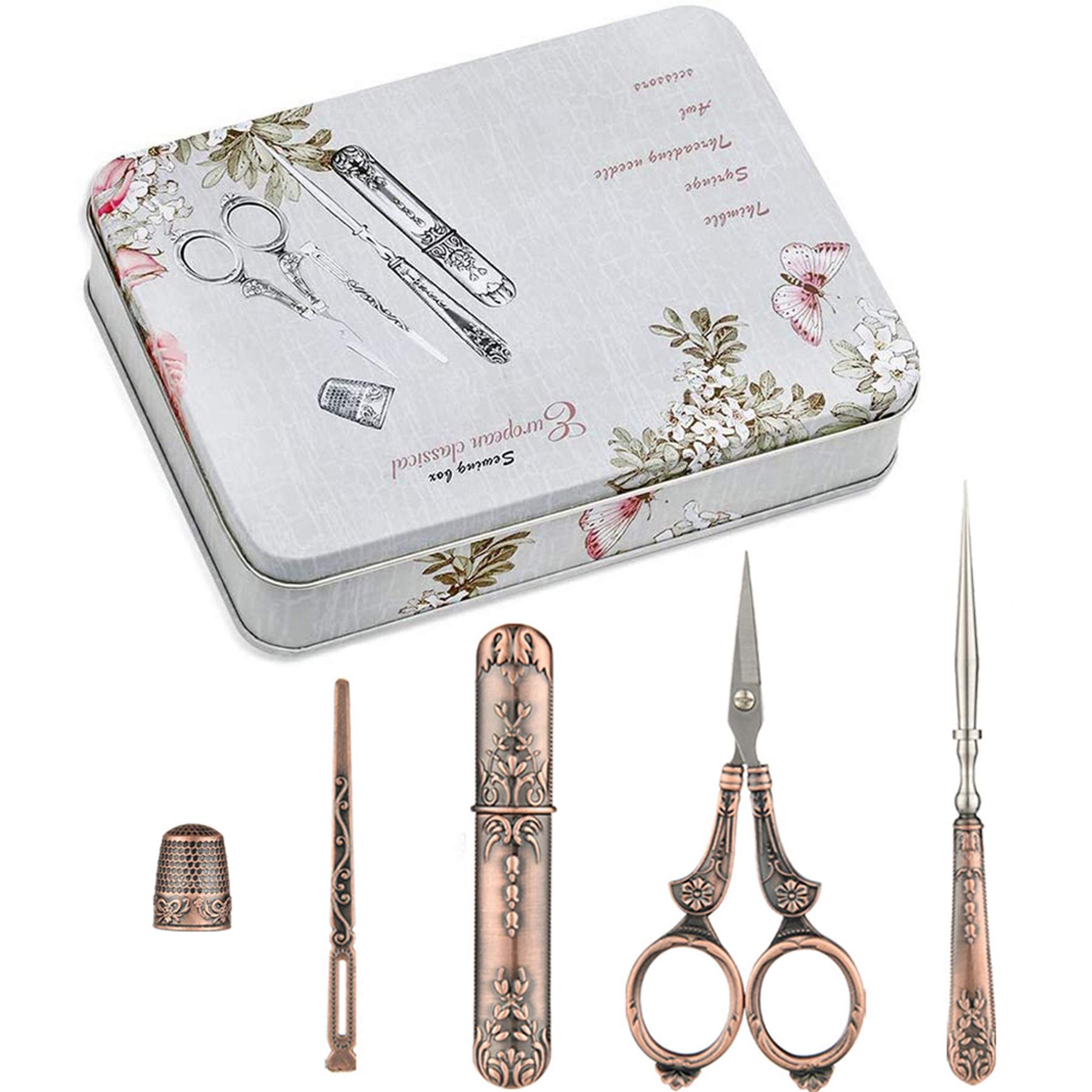 Vintage Sewing Scissors European Antique Vintage Sewing Kit Sharp Dressmaker Fabric Sewing Shears Scissor, Bronze