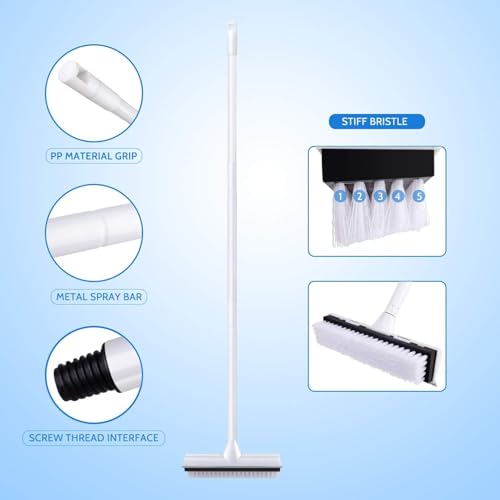 Shower Cleaning Scrubber Brush, 44 Inch Floor Scrub Brush with Long Handle - Large Deck Brushes for Scrubbing, Stiff Bristle Push Broom for Grout/Patio/Garage/Bathroom/Boat/Tile Floor and Concrete5412