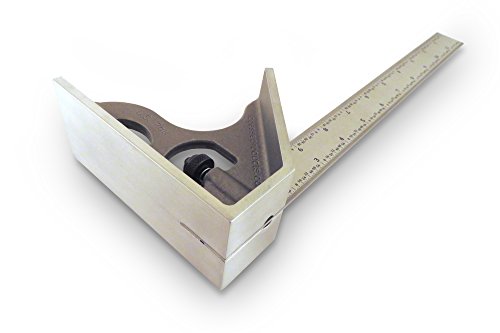 LaSquare 12” SAE Machinist Combination Square, Saddle Square, Stainless Steel Blade with 1/64", 1/32", 1/16" and 1/8" Markings, Hardened Aluminum Head LAS 12SS-12"