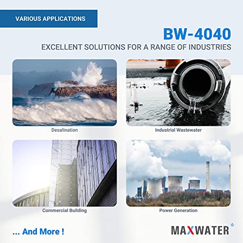 Max Water Brackish Water RO Membrane Element-BW-4040 2400 GPD, Commercial Reverse Osmosis size 4" x 40" good for Industrial, Car Wash, Whole House & more