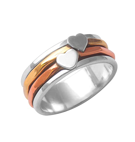Heart Spinner 925 Sterling Silver Spinning Ring Jewelry (5)