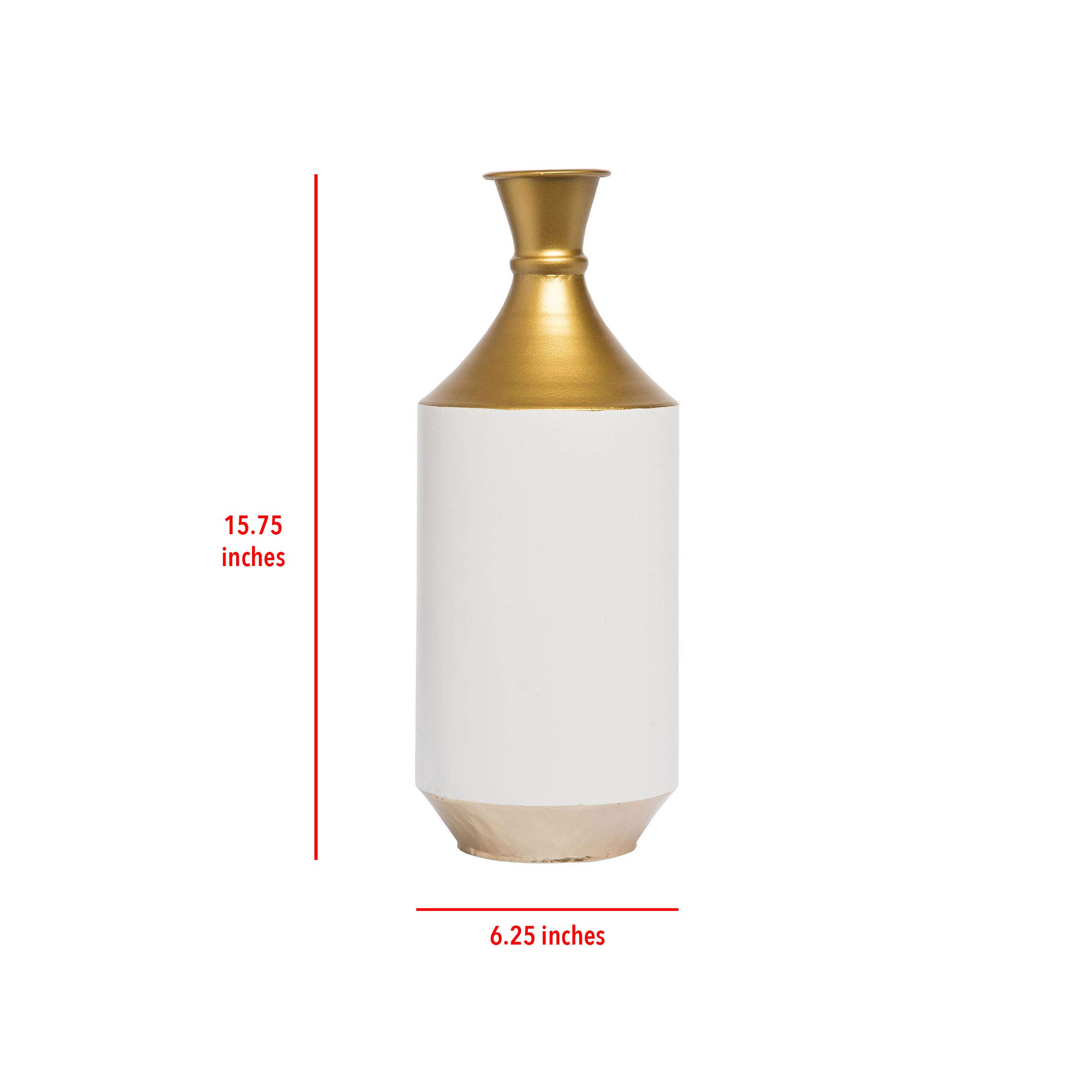 Foreside Home & Garden White Modern Painted Brass Metal Decorative Vase