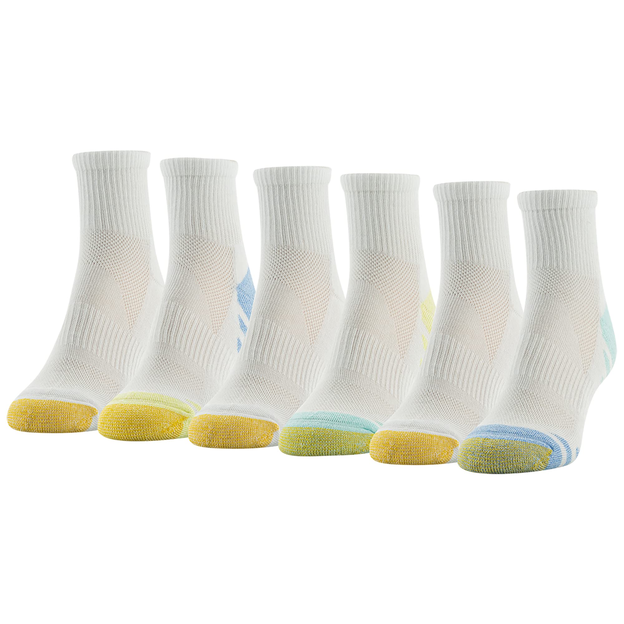 GOLDTOE Women's Half Cushion Sport Quarter Socks with Mesh, 6-Pairs, Orchid Assorted, Medium