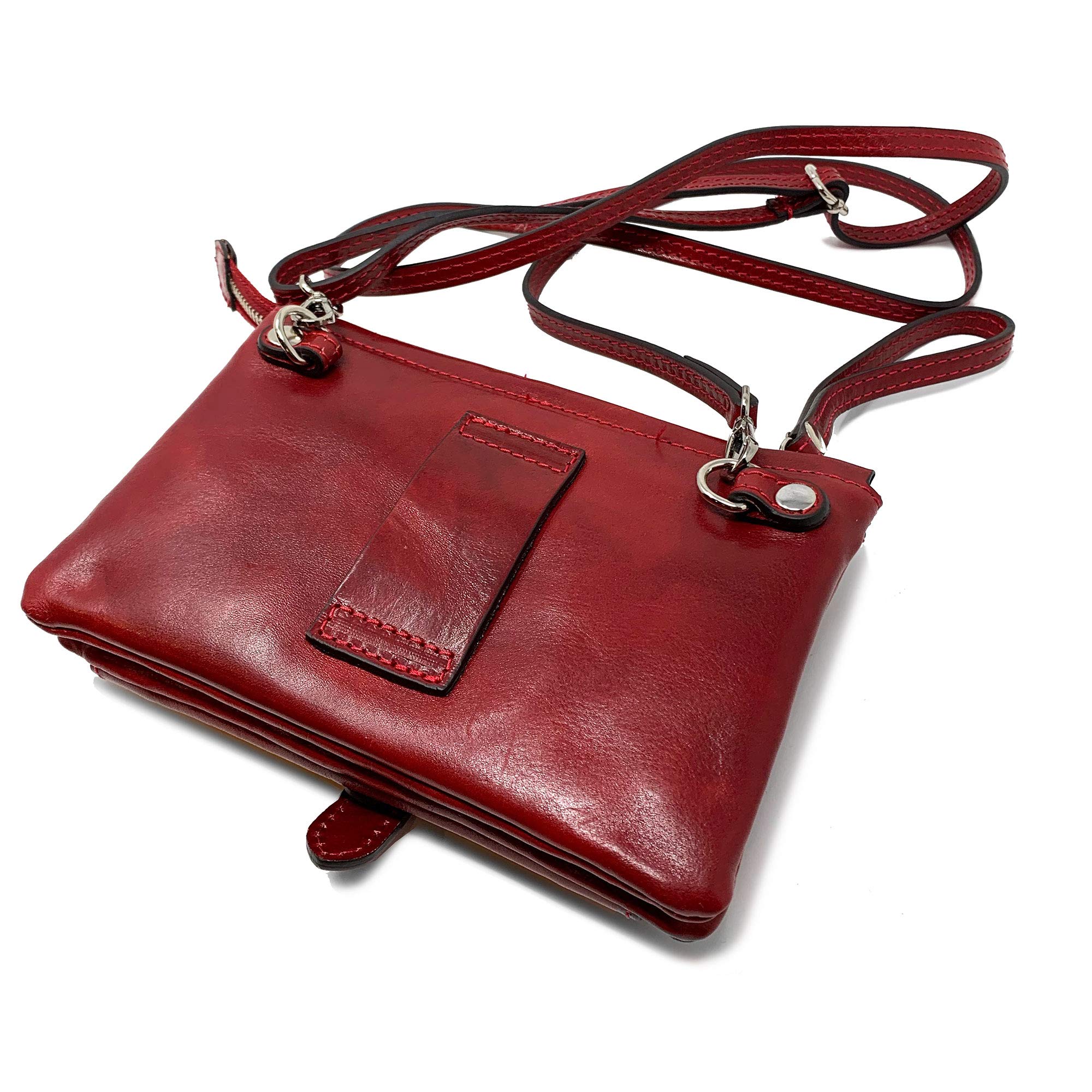 Floto Ponza Crossbody Wristlet Women's Leather Bag Satchel Handbag (Tuscan Red)