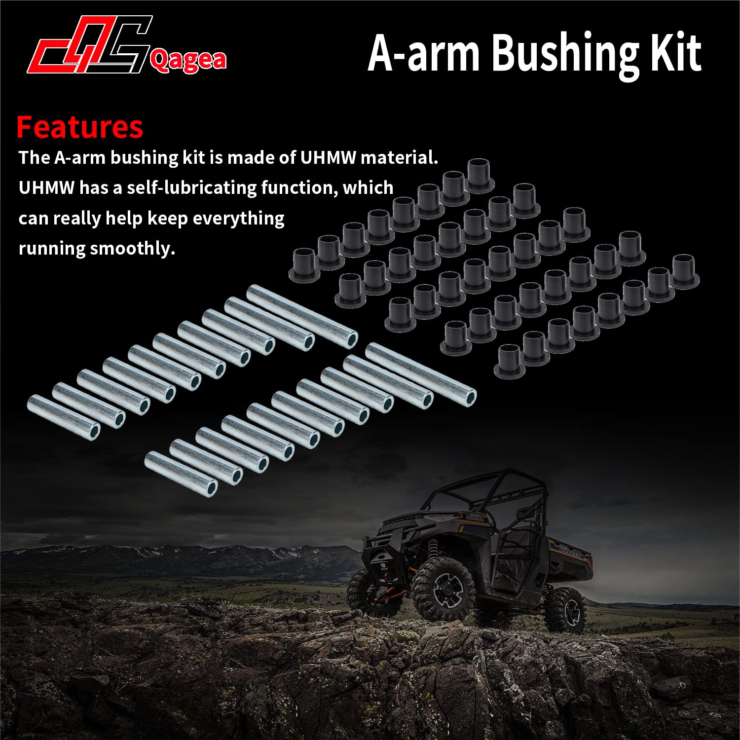 Heavy Duty A-Arm/UHMW Control Arm Bushing Kit Replacement for 2010-2014 Polaris Ranger Full Size XP 800 Replaces AAB-P-RAN-K2-002