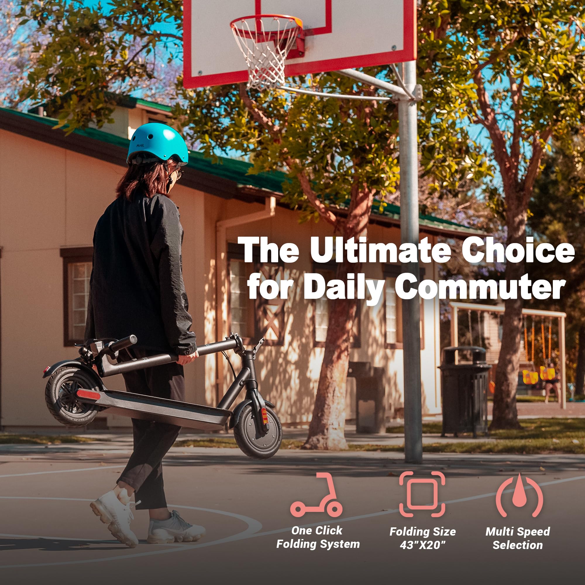 Electric Scooter for Adults and Kids Quick Folding IPX5 15.5 mph Max Speed 28 Miles Long-Range Battery with 350W Motor E-Scooter for Commuter (Black)
