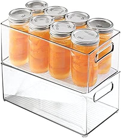 Upgraded 6 x Clear Organizer Storage Bin with Handle Compatible with Kitchen I Best Compatible with Refrigerators, Cabinets & Food Pantry - 10" x 5" x 6"