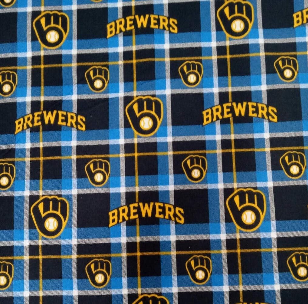 Price Per Yard Milwaukee Brewers Flannel Fabric Traditions MLB 100% Cotton Fabric