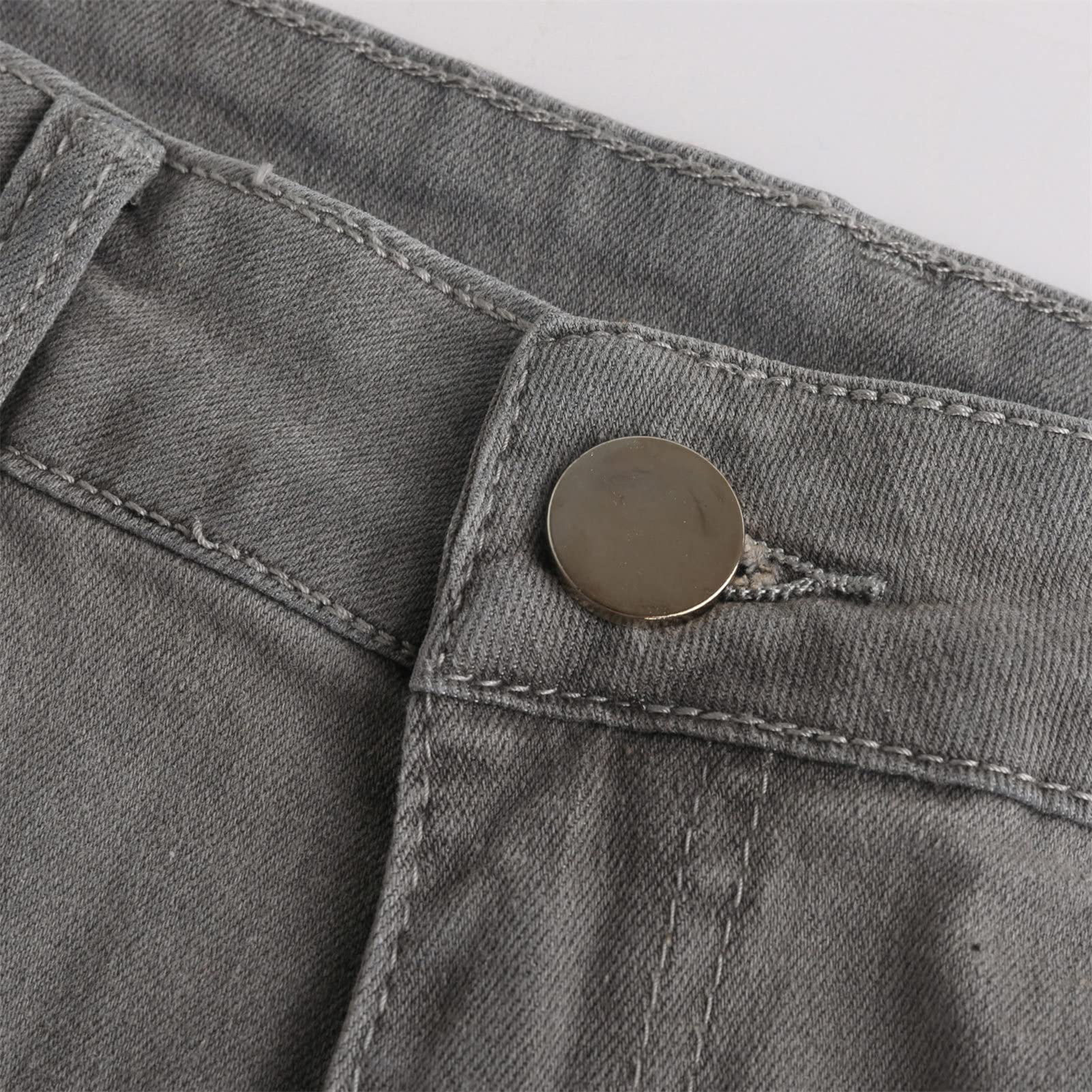 Maiyifu-GJ Men's Ripped Patch Skinny Jeans Distressed Stretch Biker Denim Pencil Pants Tapered Leg Patches Slim Fit Jean (Grey,XX-Large)