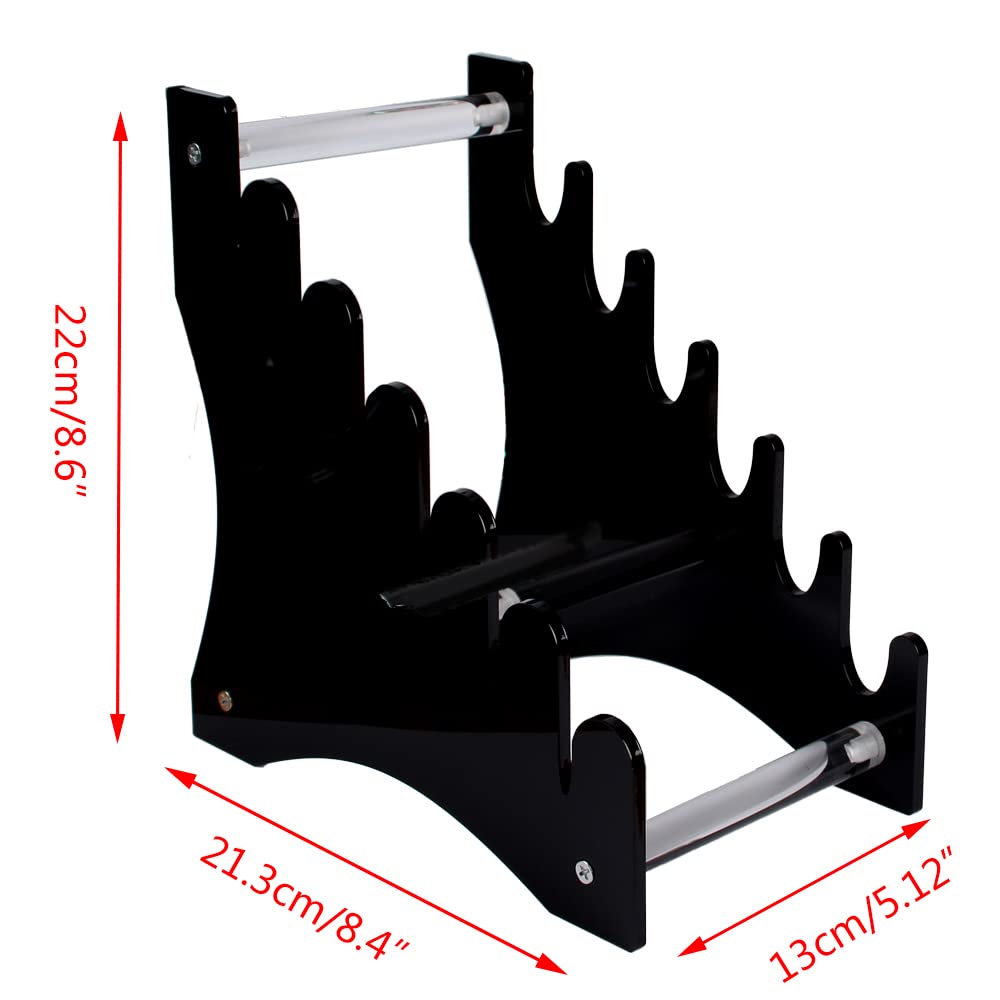 KAFENDA Pocket Knife Display Acrylic Desktop Display Stand Holds 6 Fixed Knives for Hunting Knife,Dagger,Pocket Knife Display(Black)