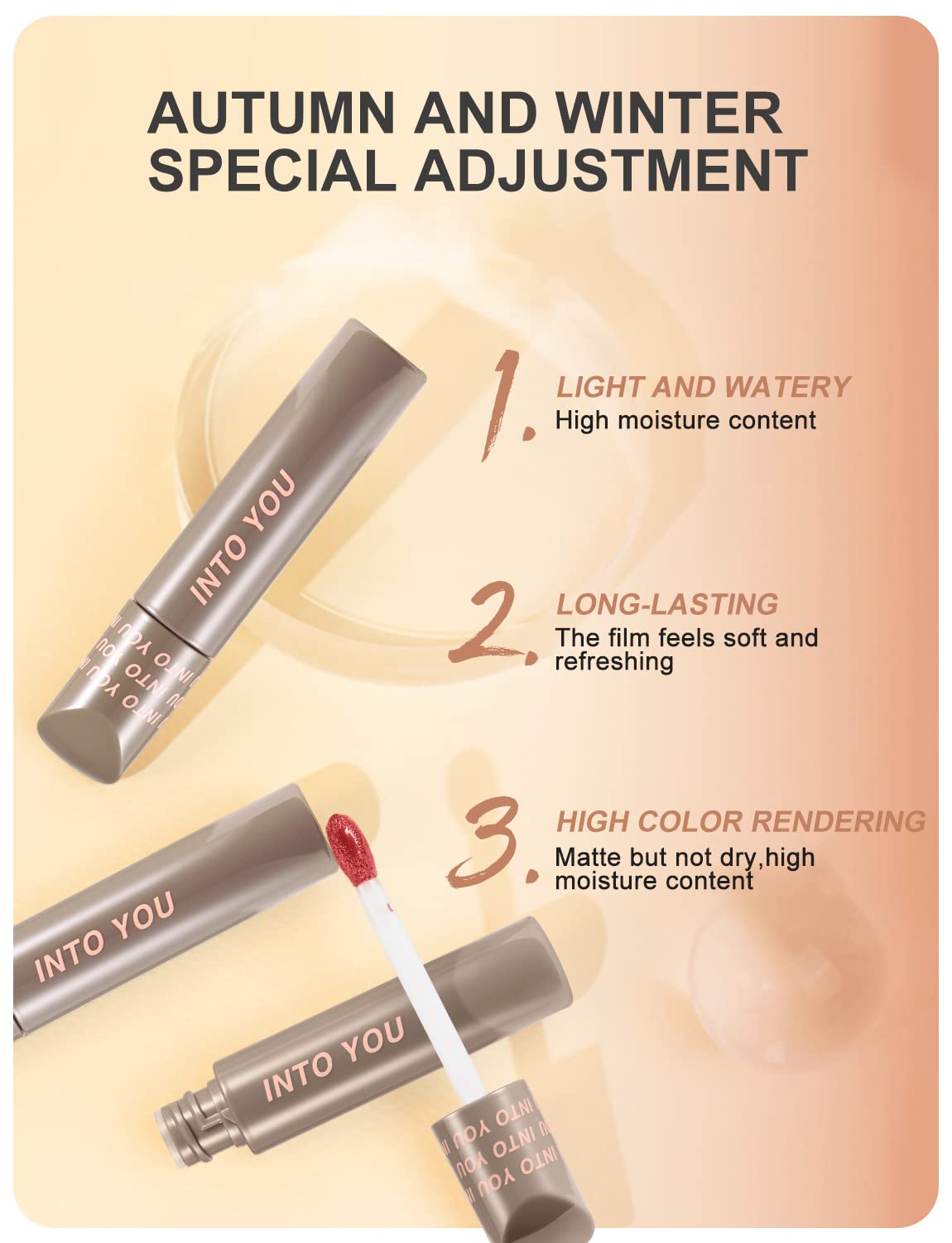 INTO YOU Hydrating Lip Gloss Liquid Moisturizing Lipstick Long Lasting Lip Tint for Women Plumping Non-Stick Glitter Shine Lip Glossy Stains Makeup (P02)