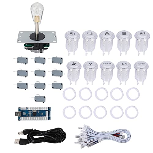 KOSDFOGE 822B Single DIY Arcade Joystick Accessory Kit for Arcade/Fighting Home Game USB Set in American-Style(Transparent color)