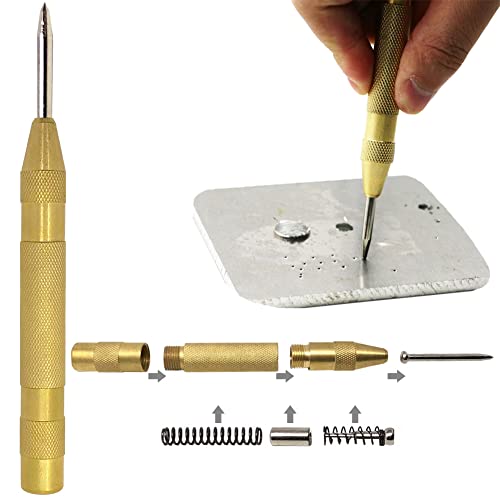 Kigauru 6 Pcs Countersink Drill Bit Set 1/4 Inch Hex Shank 90 Degree Sets High Speed Steel 5 Flute Countersink Bit Wood Quick Change Bit 6mm-19mm with 1 Pcs Automatic Center Punch Tool