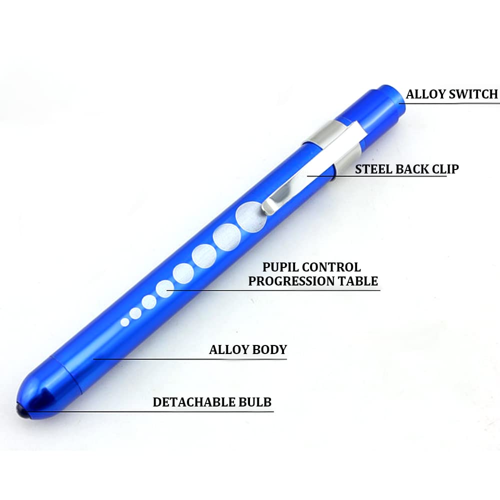 LINNNZI Pen Light for Nurses, 10 Pack LED Medical Pen Light with Pupil Gauge and Ruler - Reusable White & Warm Light LED Torch with Pocket Clip for Students Doctors Daily Use