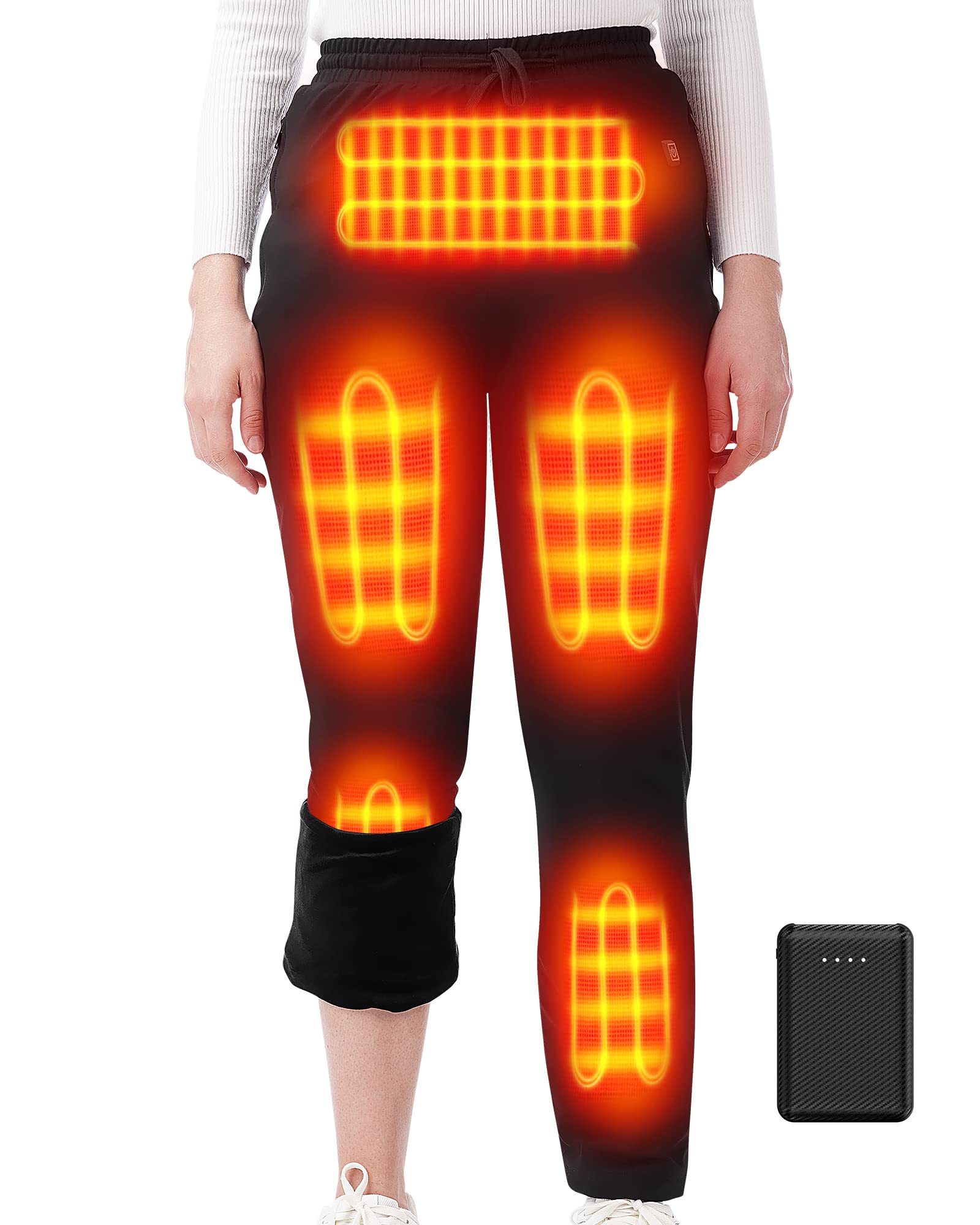 HEITEGTAK Women's Heated Pants with 10000mAh Battery Pack, Warm Soft Heated Pant8pcs Heating Pads, 3 Temperature Control