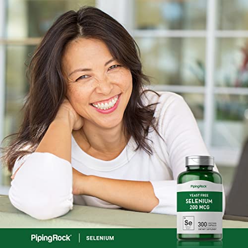Selenium 200mcg | 300 Vegetarian Capsules | Yeast Free Selenium Supplement | Non-GMO, Gluten Free | by Piping Rock