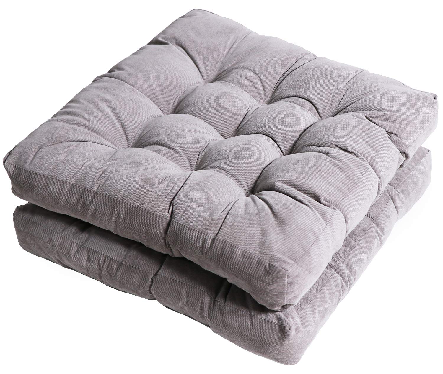 Tiita Outdoor Chair Cushions 22" x 22" Square Seat Pillows Set of 2 Throw Floor Pads for Patio Garden Furniture Chairs Office Livinh Room, Grey