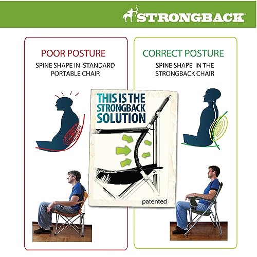 STRONGBACK Elite 2.0 Adult Camping Chair with Lumbar Support and Carry Bag, Navy/Grey