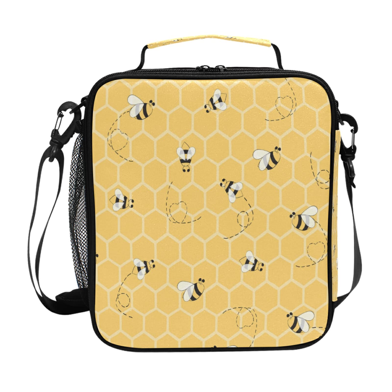 HUXINO Insulated Lunch Box, Geometric Animal Bees Pattern Lunch Bag Reusable Lunchbox Meal Prep Cooler Ice Bag Thermal Food Container Lunch Box for Women Men Kids Work Travel Picnic Party