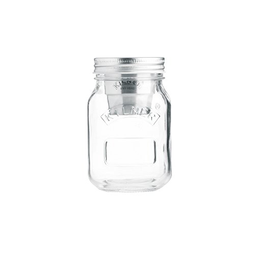 Kilner Snack On The Go Glass Jar Set Stainless Steel Cup Keeps Dry Ingredients Separate from Wet Foods, 17-Fluid Ounces, 0.5L