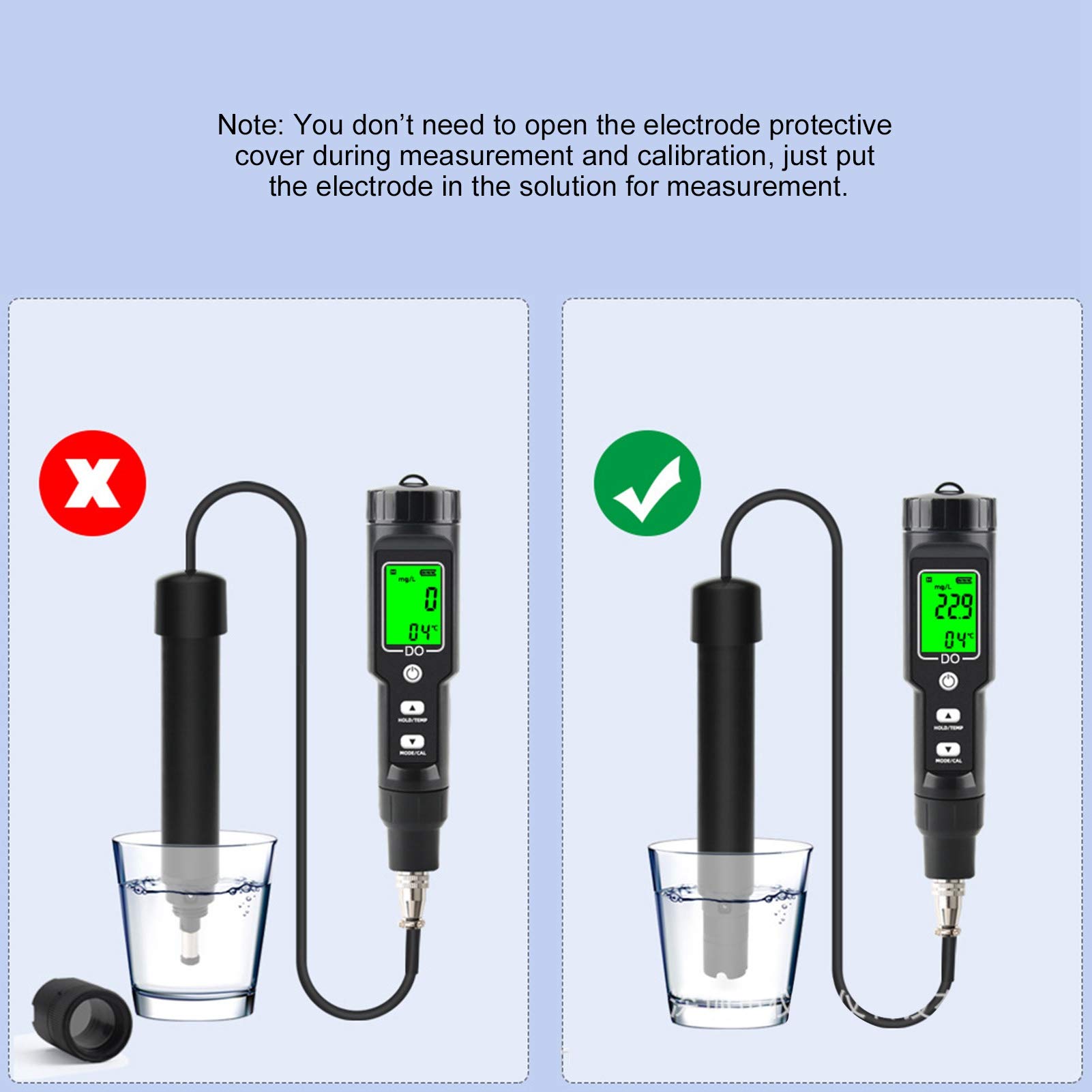 Hyuduo Digital Dissolved Oxygen Meter PH Water Quality Temperature and Humidity Meter Analyzer for 0.0β40.0mg L Oxygen Concentration Portable DO Pen