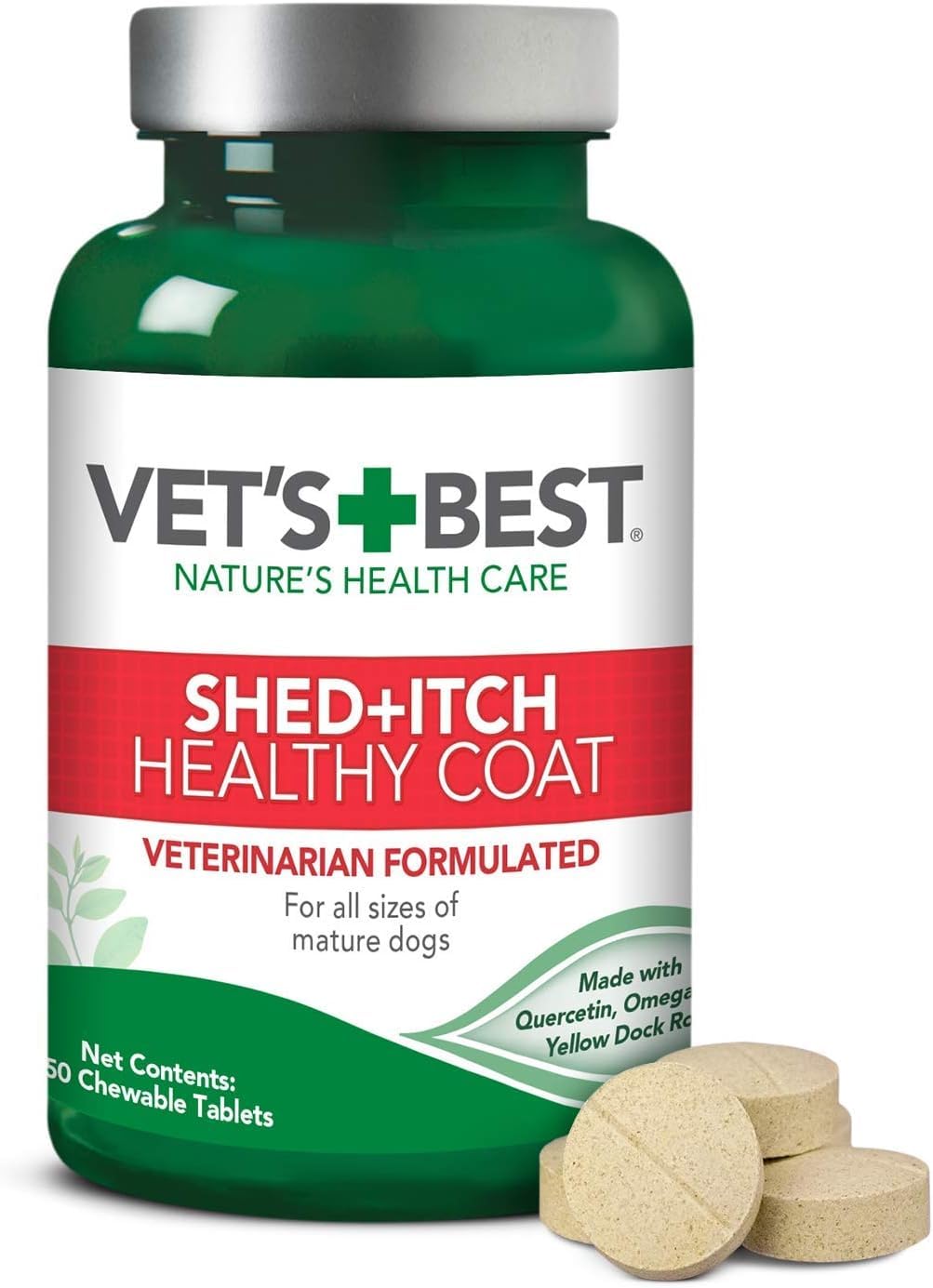 Veterinarian's Best Healthy Coat Shed and Itch Relief Chewable Tablets (2 Pack - 100 Tablets)