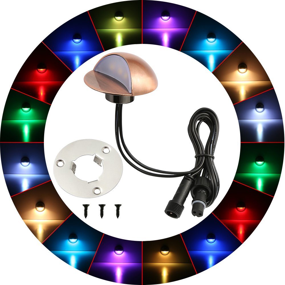 FVTLED Recessed LED Deck Lighting, 1pcs Φ1.38 Half Moon In Ground Outdoor Landscape LED RGB Light, Black