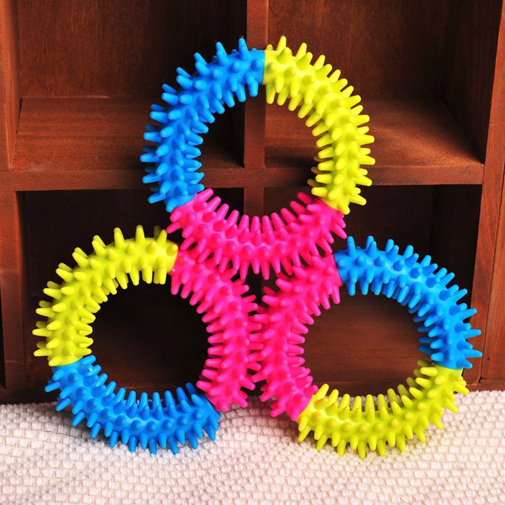 Shuohu Dog's Thorn Ring Chew Toy Rubber Spiny Multicolor Circle Non-Toxic Dental Healthy Training Toys