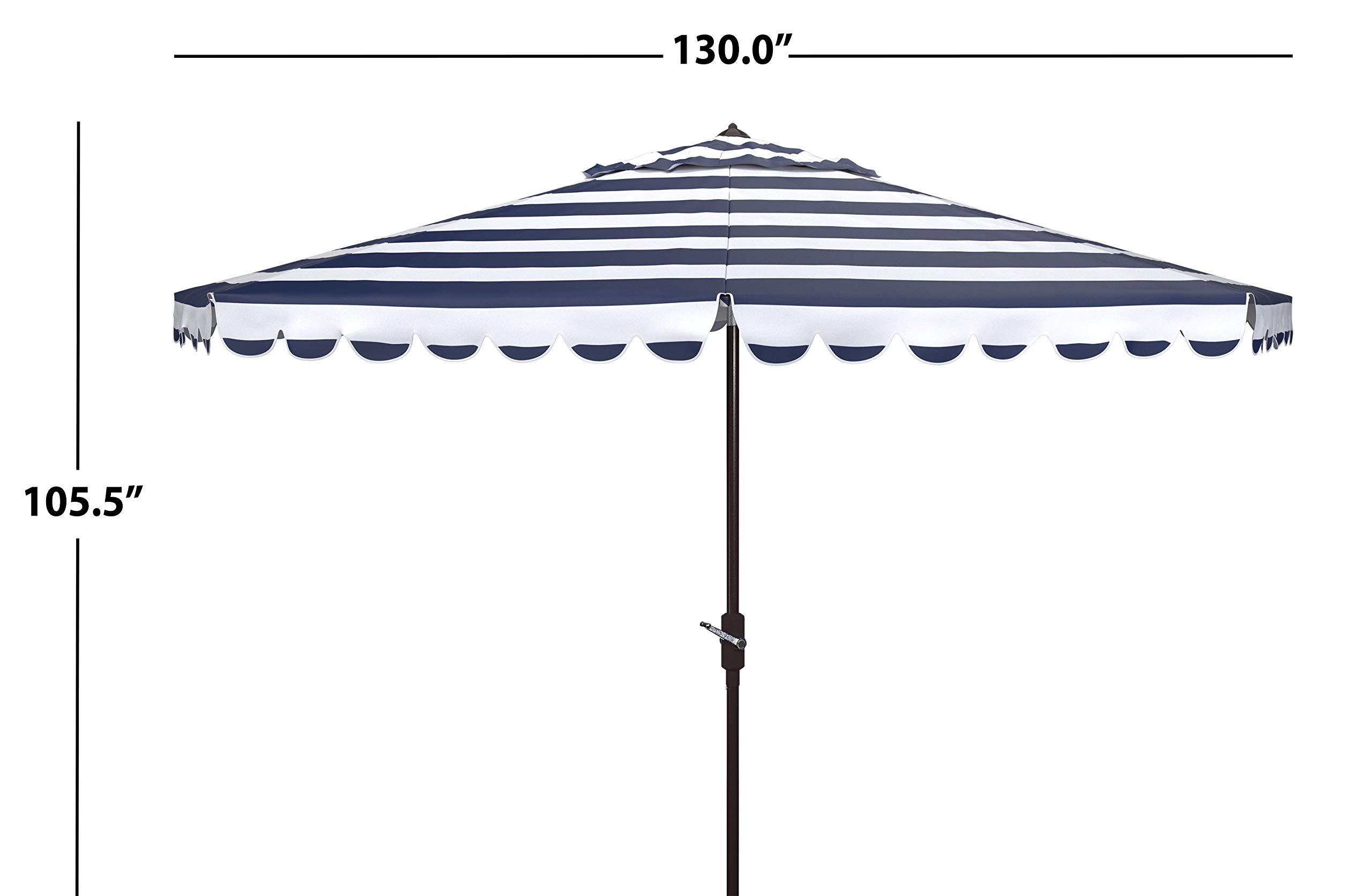 Safavieh PAT8111C Outdoor Vienna Navy and White 11-Foot Round Crank UV Protected Umbrella