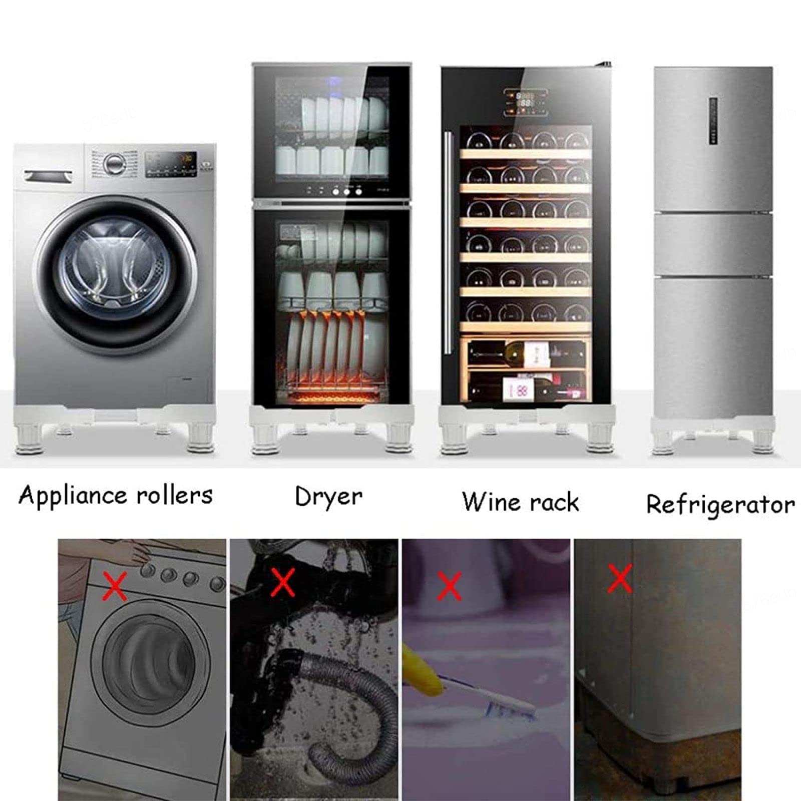 Dryer Stand Pedestal, 12 Legs High 20 Cm,Push Button Locking Adjustment Washer Dryer Stand, for Dryers,Mini Refrigerators Etc (3-5 Days Delivery)