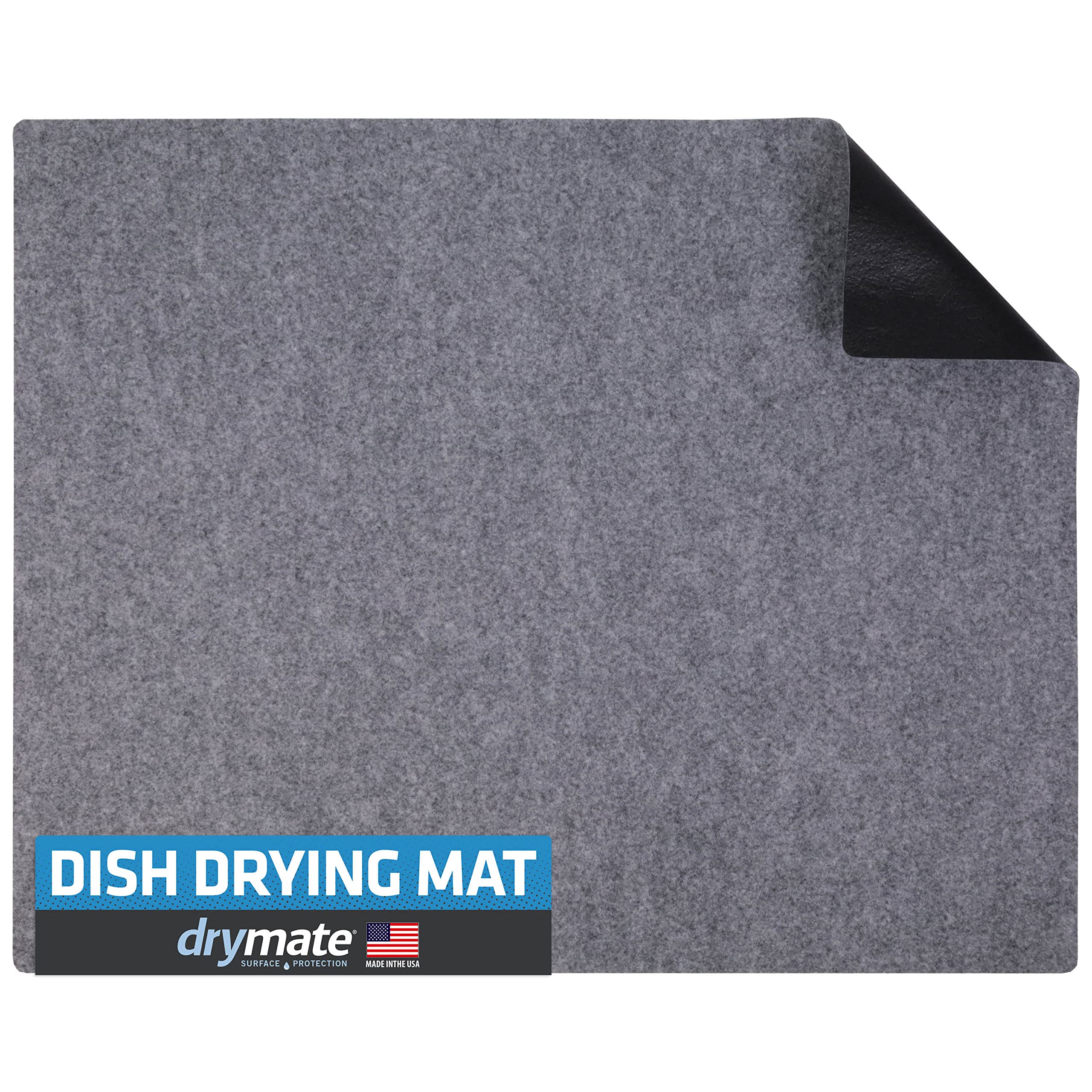 Drymate XL Dish Drying Mat, Oversized (19āx24ā), Low-Profile, Super Absorbent, Quick Dry Fabric, Waterproof & Slip-Resistant, for Kitchen Counter, Trimmable, Easy to Clean (USA Made)(Light Grey)