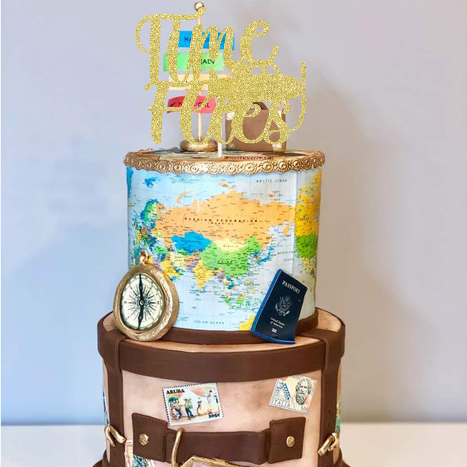 Time Flies Cake Topper, Time Flies Birthday Party Supplies, Airplane Birthday Decoration, Airplane Theme Centerpiece