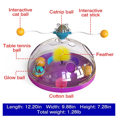 TACKDG Cats Treasure Chest Cat Toy Kitty Toys Kitten Track Ball Teaser Catnip Balls with Feather Interactive Indoor Pets Supplies Supply Funny Gift A