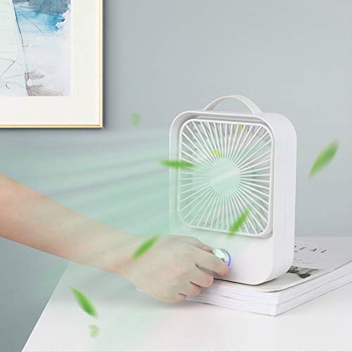 Desk Fan,USB Rechargeable Portable Desk Fan with 2400mAh Battery,Stepless Speed Control Table Fan, USB Mini Fan Cooling for Home Office Travel (White)