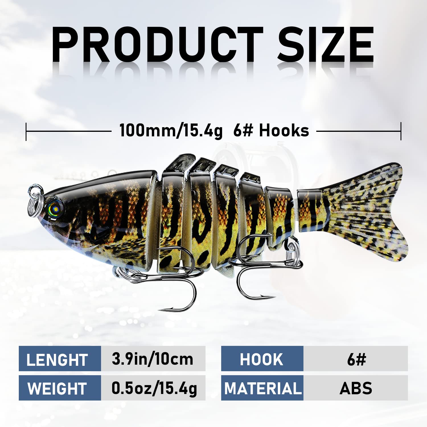 Fishing Lures Multi Jointed Fish Fishing Kits Slow Sinking Lifelike Swimbait Freshwater and Saltwater Crankbaits for Trout Bass Lures, 3 Pack