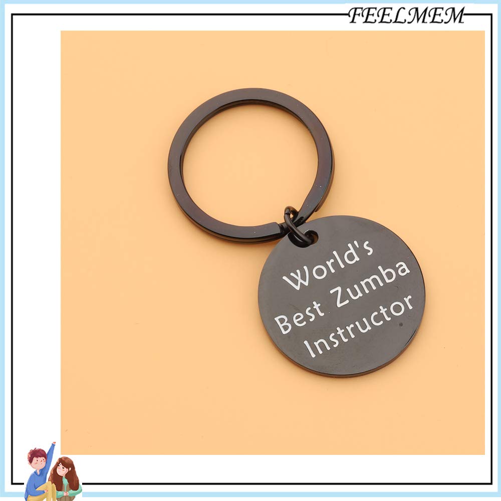 FEELMEM Teacher Gift Zumba Teacher Appreciation Gift World's Best Zumba Instructor Black Keychain Dance Jewelry for Dance Teacher Zumba Teacher (Zumba)