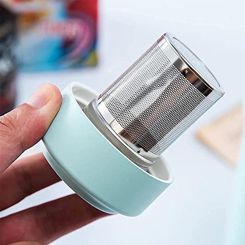 Vacuum Insulated Water Bottle,9Oz Double Wall Insulation Stainless steel Thermos Cup with Ceramic Liner Keeps Beverage Hot or Cold for 6 Hours, Tea Coffee Travel Tumbler Mug with Infuser (Blue)